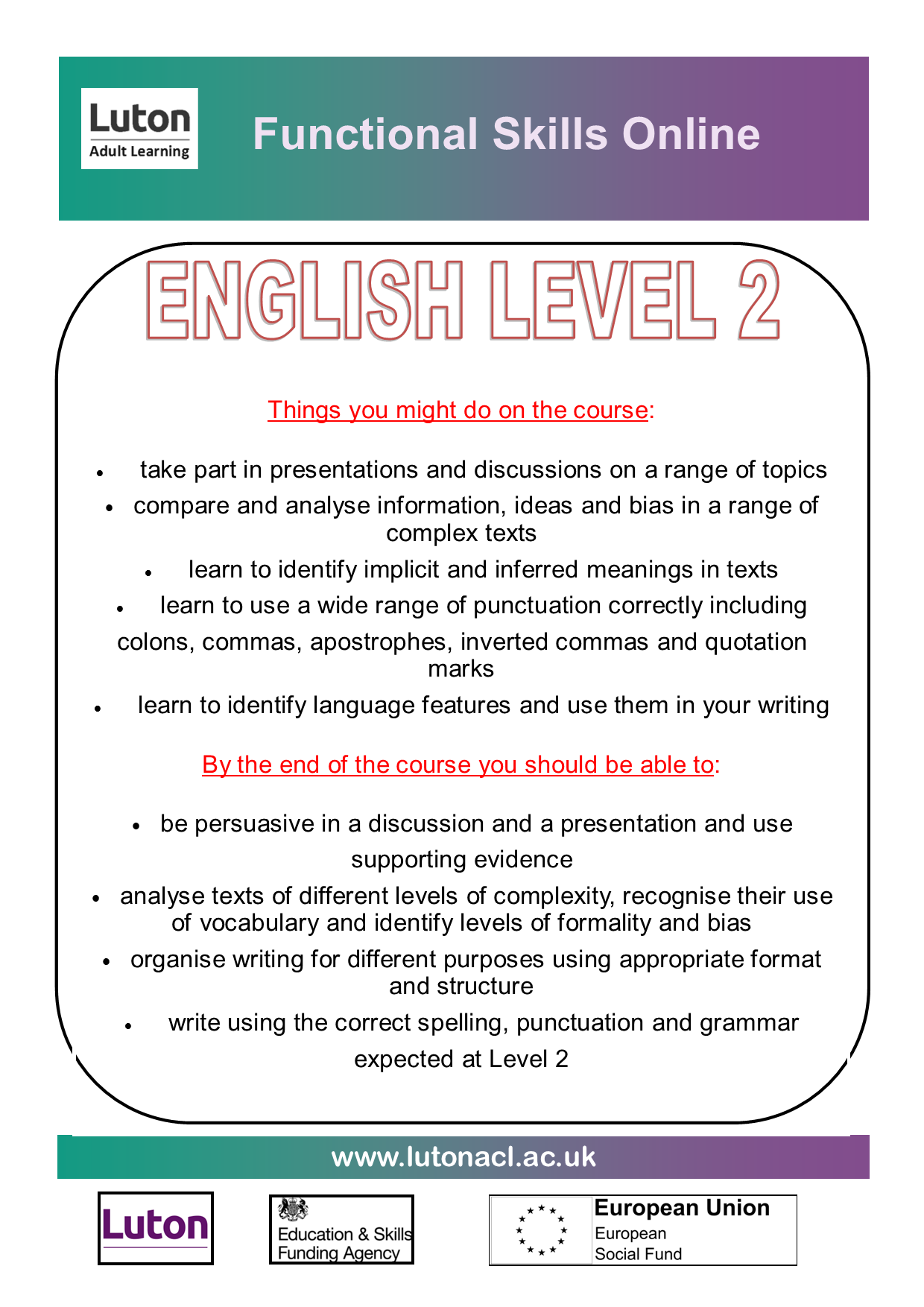 Luton Adult Learning Luton Adult Learning